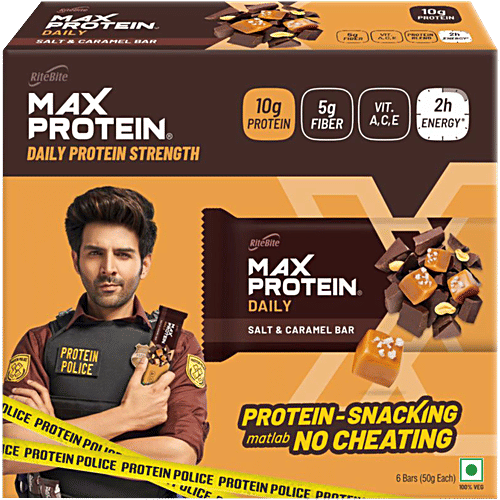 Buy RiteBite Max Protein Max Daily Salt & Caramel 10 g Protein Bar ...