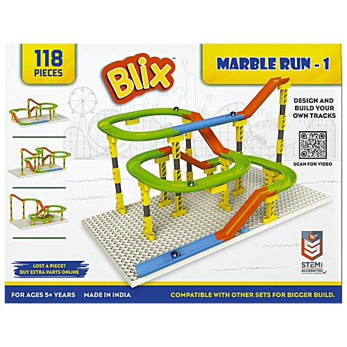 Buy Blix Marble Run Tracks Building Kit STEM Toy - Multicolour, 118 ...