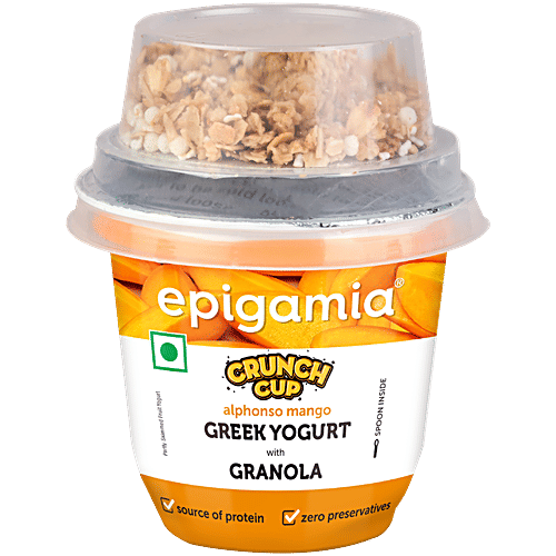 Buy Epigamia Alphanso Mango Greek Yogurt With Granola - Crunch Cup ...