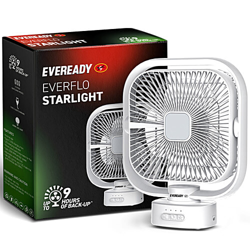 Buy Eveready Everflo Starlight Rechargeable Fan - FE04, White Online at ...