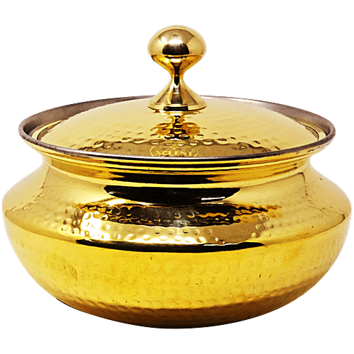 Buy Xclent High-Quality Brass Pital Brass Patili Handi With Lid - Size ...
