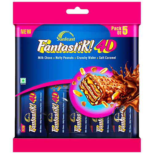 Buy Sunfeast Fantastik! 4D Milk Choco & Nutty Wafer Bars Online at Best ...