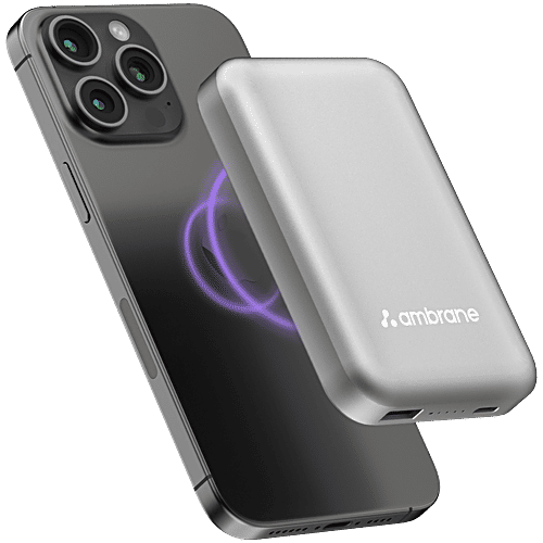 Buy Ambrane 10000 mAh MagSafe Wireless Fast Charging Power Bank - Aerosync Snap, Silver Online ...