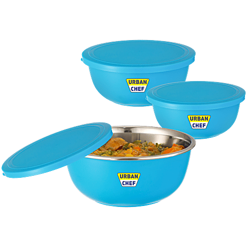 Buy Urban Chef Microwave Safe Bowls - With Lids, Blue Online at Best ...