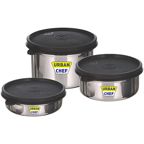 Buy Urban Chef Essential Stainless Steel Containers - Black Online at ...