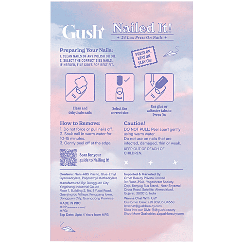 Buy Gush Beauty Nailed It Siren Super Short Square Reusable Luxury Press On Nails With ...