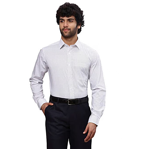 Buy Raymond White Cotton Classic Fit Printed Shirt Online at Best Price ...