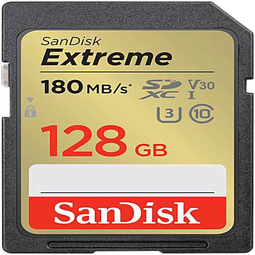 Buy Sandisk Extreme UHS-I 128GB SD Card – 180 MB/s Read, 90 MB/s Write, For 4K, DSLR ...