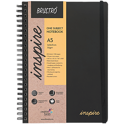 Buy Brustro Inspire A5 1 Subject Ruled Notebook - 80 Sheets/160 Pages ...