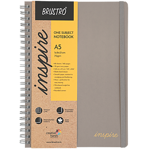 Buy Brustro Inspire A5 Size 1 Subject Ruled Notebook - 80 Sheets/160 ...