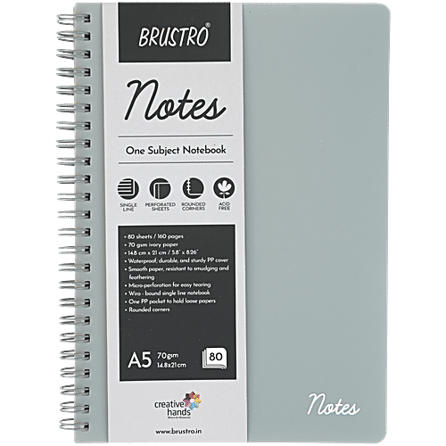 Buy Brustro Notes A5 Size 1 Subject Ruled Notebook - 80 Sheets/160 ...