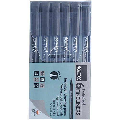 Buy Brustro Professional Fineliner Technical Drawing Pens - Black ...
