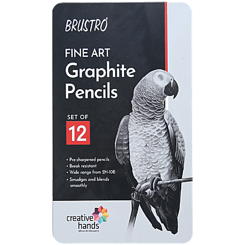 Buy Brustro Fineart Graphite Pencil - 10B-2H, Pre-Sharpened Online at ...