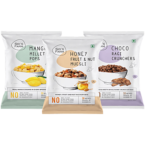 Buy Sids Farm Mango Millet Pops, Choco Ragi Crunchers, Honey Fruit ...