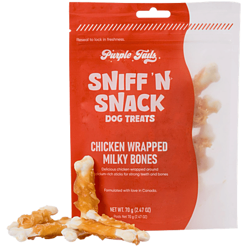Buy Purple Tails Sniff N Snack Dog Treats - Chicken Wrapped Milky Bones ...