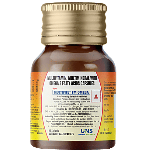 Buy Multivite FM Omega Multivitamin & Multimineral Capsules - With ...