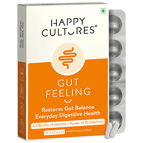 Buy Happy Cultures Gut Feeling Health Supplement Capsules - Blend Of ...