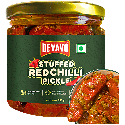 Buy Devavo Stuffed Red Chilli Pickle Online at Best Price of Rs 249 ...