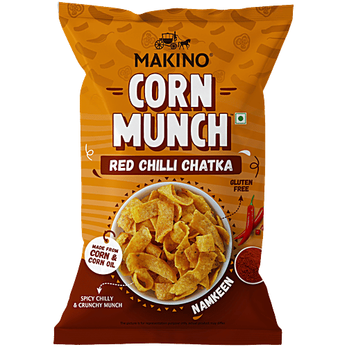 Buy Makino Corn Munch Red Chilli Chatka Namkeen Online at Best Price of ...