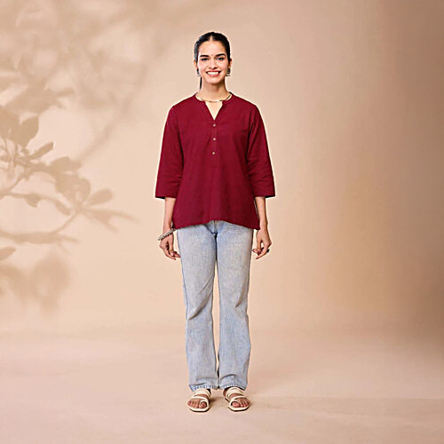 Buy Daali Maroon Cotton Regular Fit Top Online at Best Price of Rs 599 ...