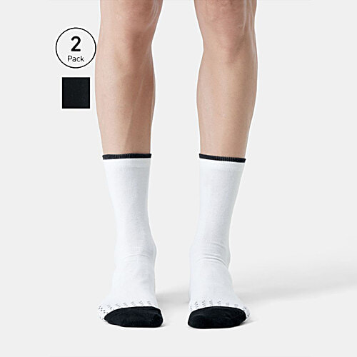 Buy Fcuk Men's Footie Crew Socks - Jet Black & White Online at Best ...