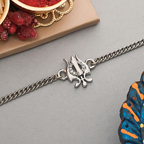 Buy Voylla Silver Tone Trishul Bracelet Style Rakhi Online at Best ...