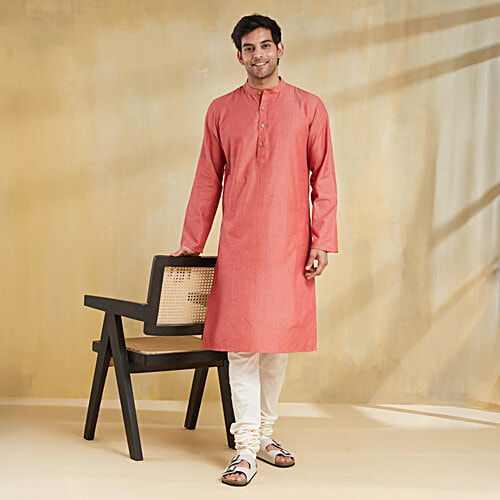 Buy Fabindia Men's Red Cotton Slim Fit Kurta Online at Best Price of Rs ...