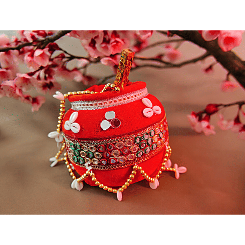 Buy House of Festivals Plastic Dahi Handi Matki With Red Velvet Fabric ...