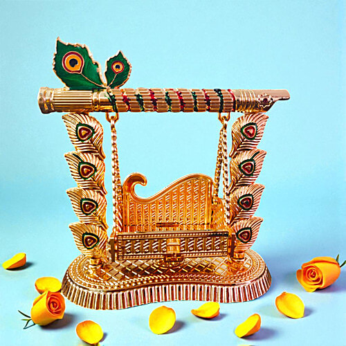 Buy House of Festivals Ladoo Gopal Morpankh Plastic Jhula - 22.86 x 22. ...