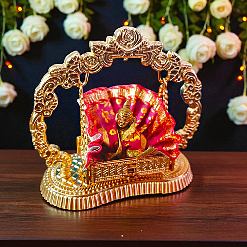Buy House of Festivals Ladoo Gopal Golden Plastic Jhula - 22.86 x 22.86 ...