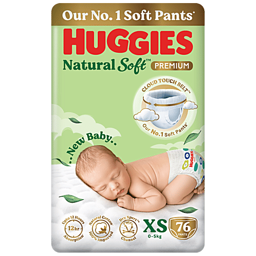 Buy Huggies Natural Soft Diapers - XS, 0-5 kg Online at Best Price of ...
