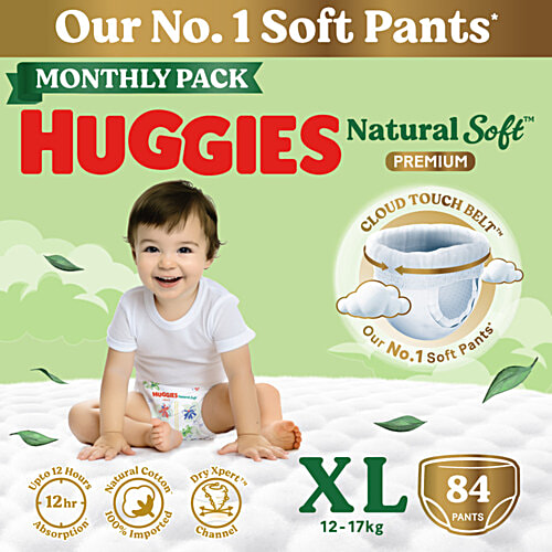 Buy Huggies Natural Soft Diapers - XL, 12-14 kg Online at Best Price of ...