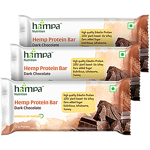 Buy Hampa Nutrition Dark Chocolate Hemp Protein Bar Online at Best ...