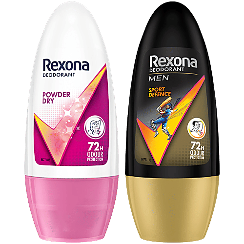 Buy Rexona-Rollon Powder Dry + Sport Defence Roll-On Deodorants - 72H ...
