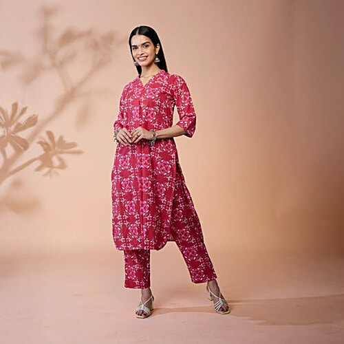 Buy Daali Fuschia Cotton Regular Fit Printed Kurta Online at Best Price ...