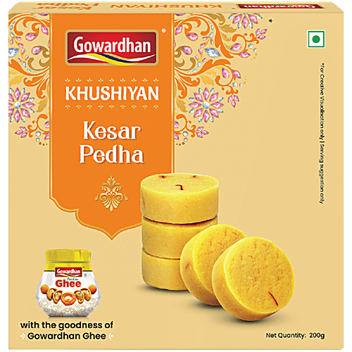 Buy Gowardhan Khushiyan Kesar Pedha Online at Best Price of Rs 128 ...