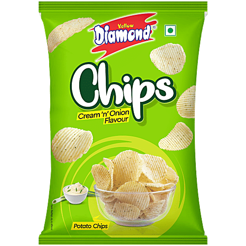 Buy Yellow Diamond Cream 'n' Onion Flavour Potato Chips Online at Best ...