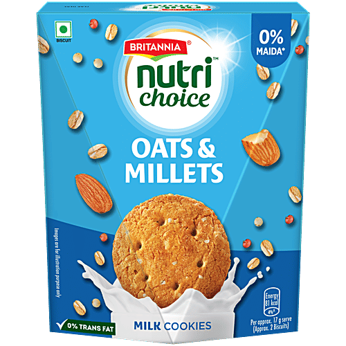 Buy Britannia Nutrichoice Oats & Millets Milk Cookies Online at Best ...