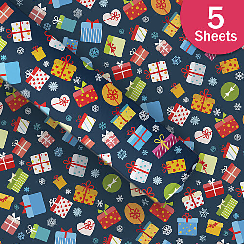 Buy PaperPep Gift Boxes Printed Gift Wrapping Paper Sheet Roll - Blue ...