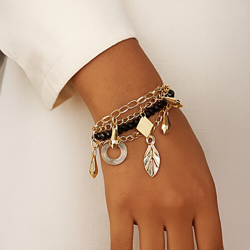 Buy Jewelz Boho Black Bead & Charm Bracelet Online at Best Price of Rs ...