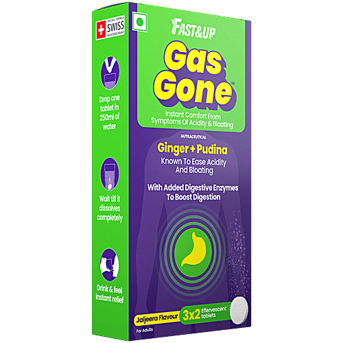 Buy Fast&Up Gas Gone Jaljeera Flavour Acidity & Bloating Relief Tablets ...