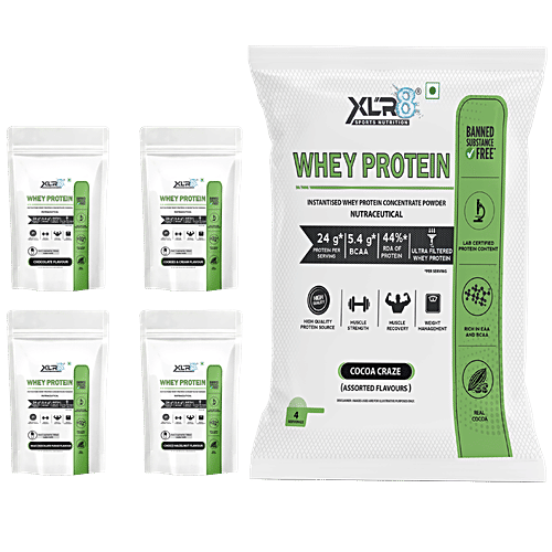Buy XLR8 Cocoa Craze Whey Protein Powder - 24 g Protein, & 5.4 g BCAA ...