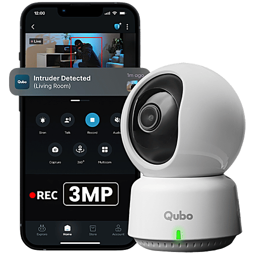Buy Qubo Smart 360° 3MP 2K Wi-Fi Security Camera - White Online at Best ...