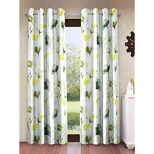 Buy Home Max Green Floral 9 ft Door Curtains - 274 x 122 cm Online at ...