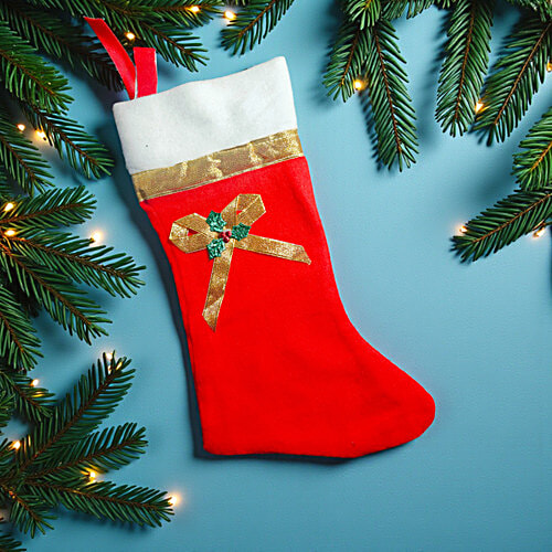 Buy House of Festivals Red Christmas Stocking With Golden Bow ...