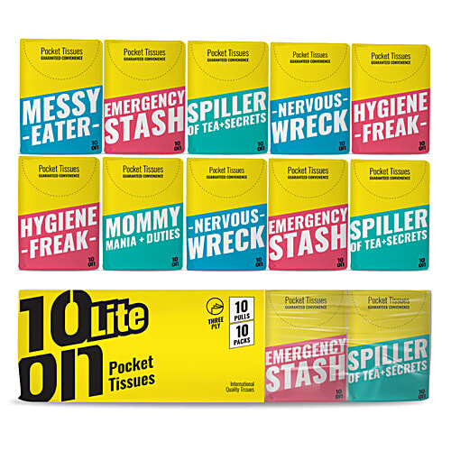 Buy 10on Tissues Lite Pocket Tissues - 3 Ply Online at Best Price of Rs ...