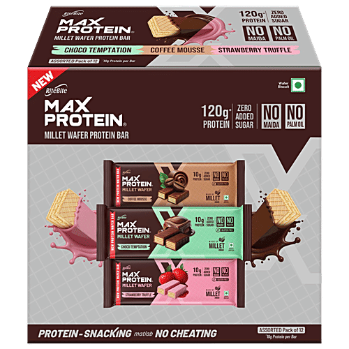 Buy RiteBite Max Protein Millet Wafer Protein Bar - Assorted Flavours ...