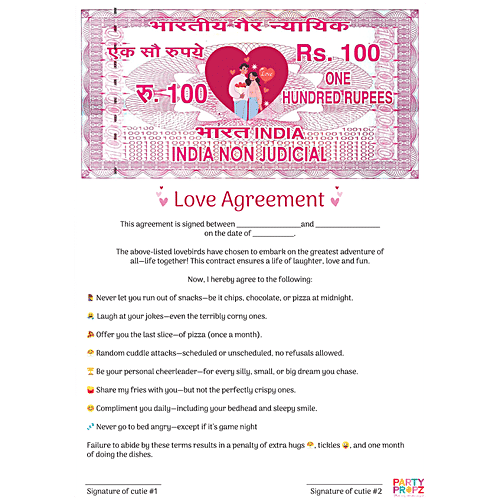 Buy Party Propz Love Contract Greeting Card - Valentine's Greeting ...