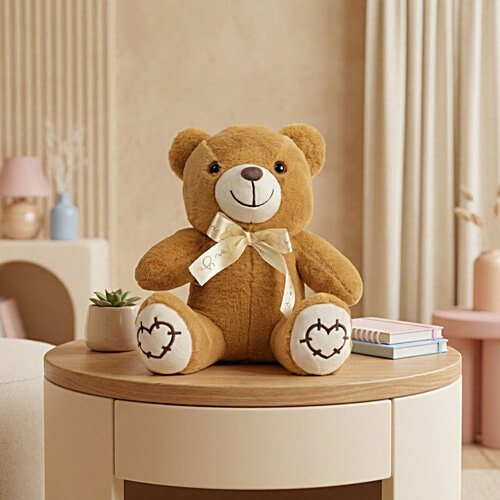Buy Lazy Baby Soft Cuddle Teddy With Love Bow Plush Toy - Brown Online ...
