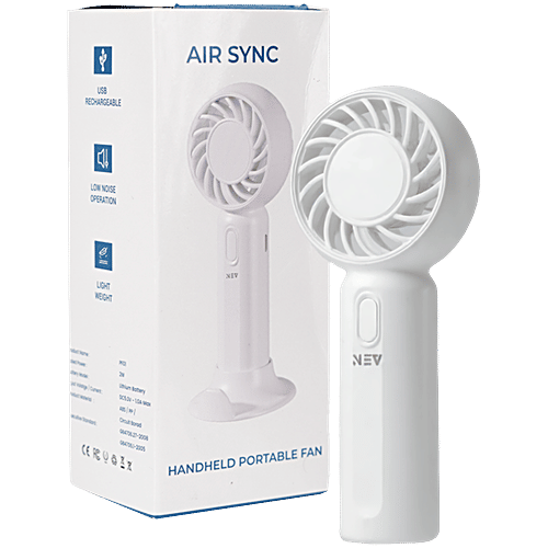Buy Nev Air Sync Handheld Portable Mini Fan - 3 Speeds, 500 mAh, White ...
